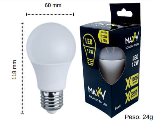 Lâmpada Led Bulbo 12W - Armazém 75